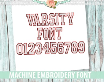 2 Color Varsity Embroidery Font - Etsy