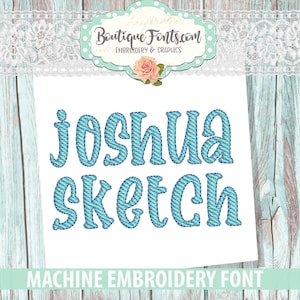 Joshua Sketch Fill Script Embroidery Font Set Instant Download - Etsy