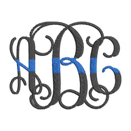 Blue Line Interlocking Police Monogram Embroidery Font - Etsy