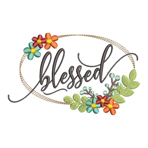 Blessed Floral Machine Embroidery Design Instant Download - Etsy