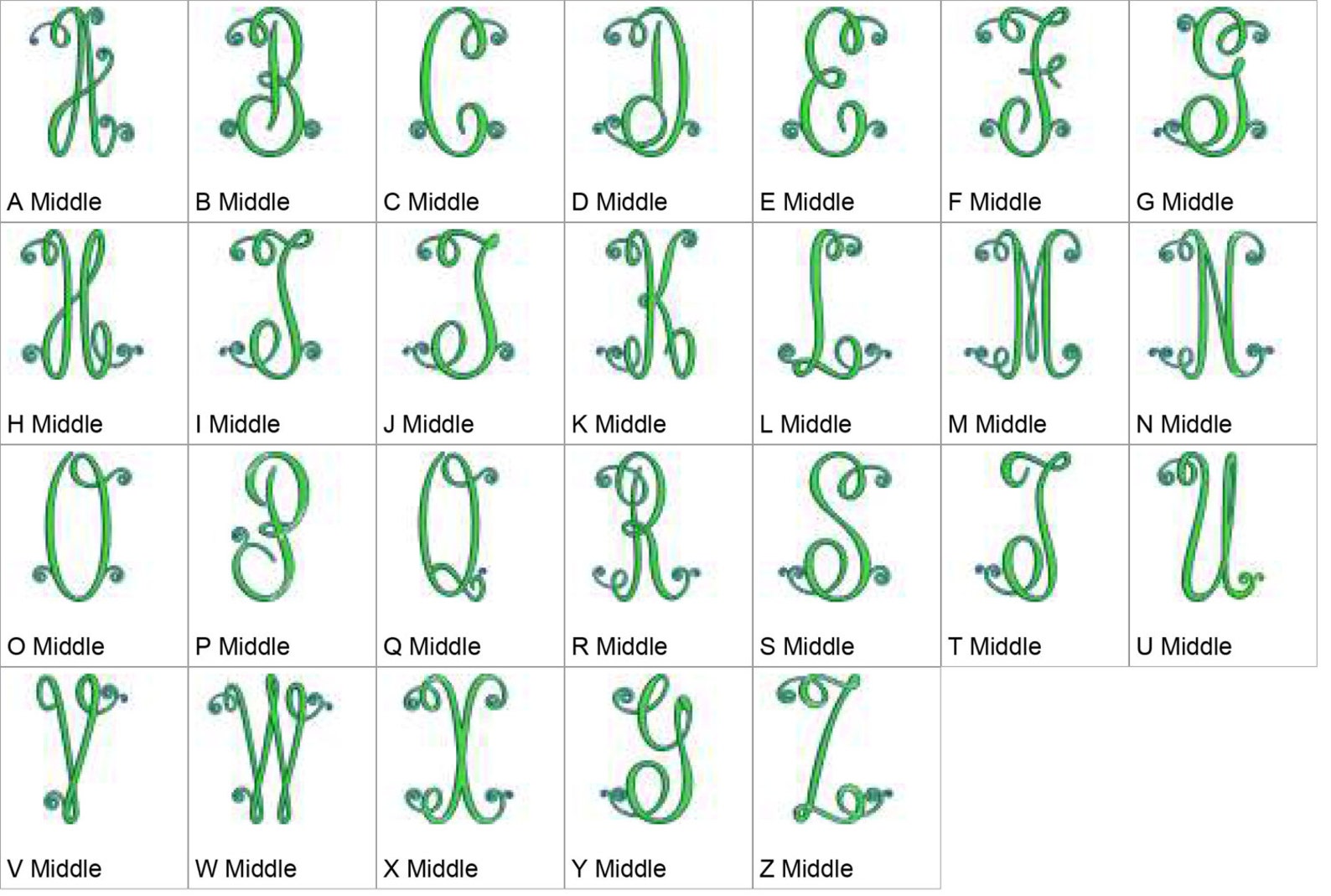 Swirly Monogram Embroidery Font Set Instant Download - Etsy