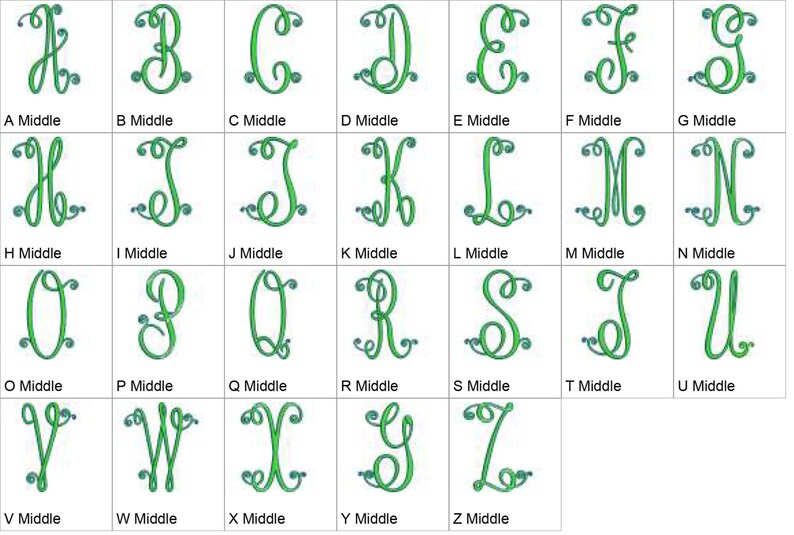 Swirly Monogram Embroidery Font Set - Instant Download - Etsy
