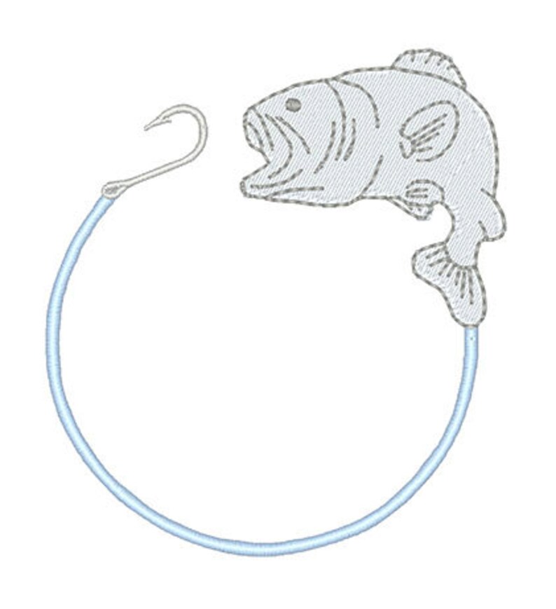 Fish and Hook Monogram Frame Instant Download | Etsy