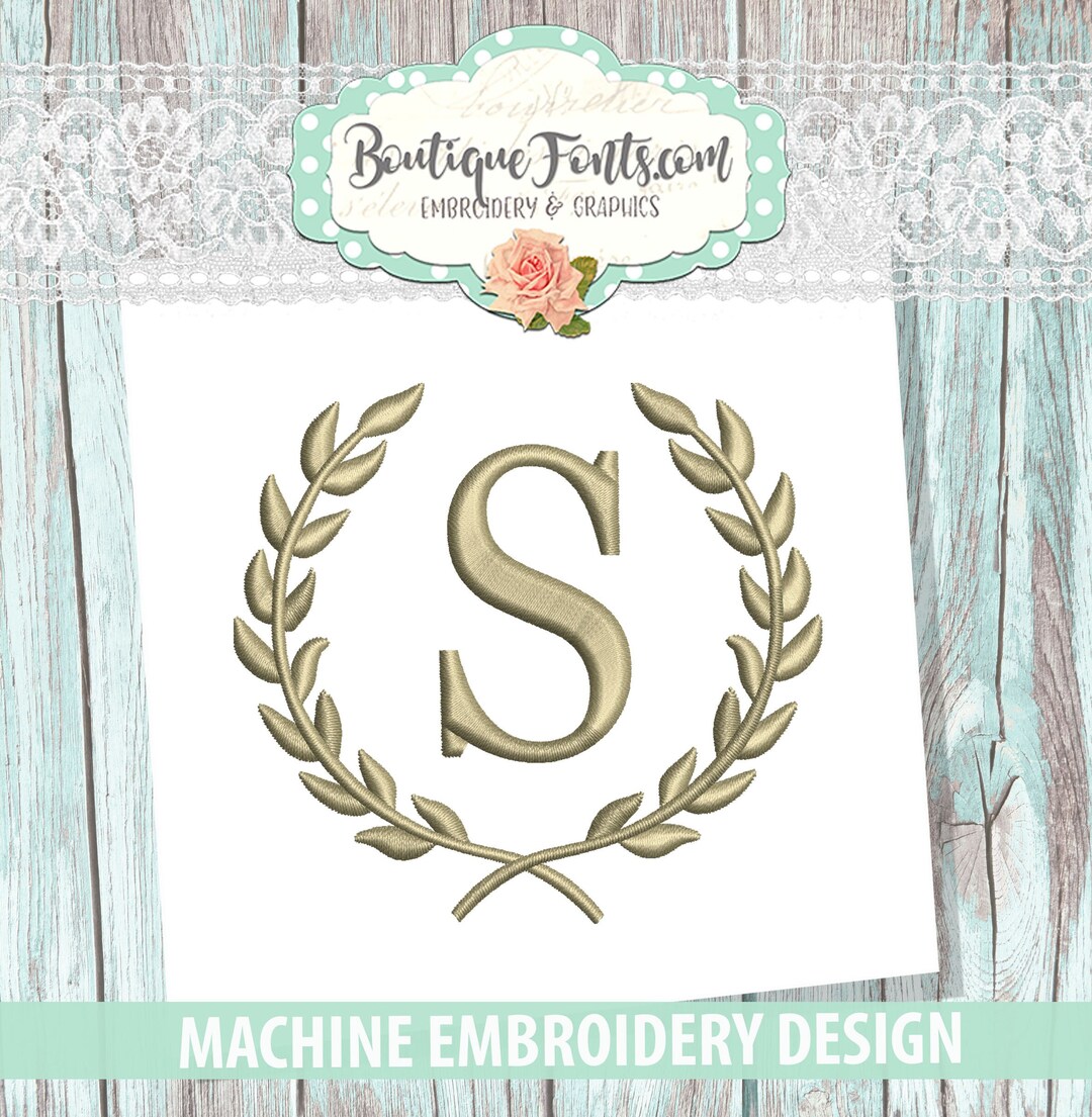 Laurel Wreath Font Frame Embroidery Monogram Frame - Instant Download - Etsy