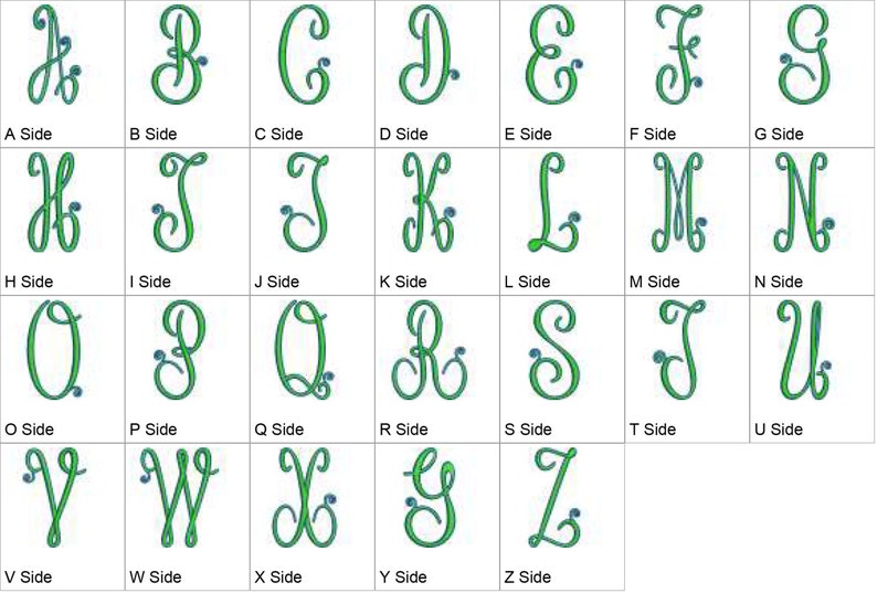 Swirly Monogram Embroidery Font Set - Instant Download - Etsy