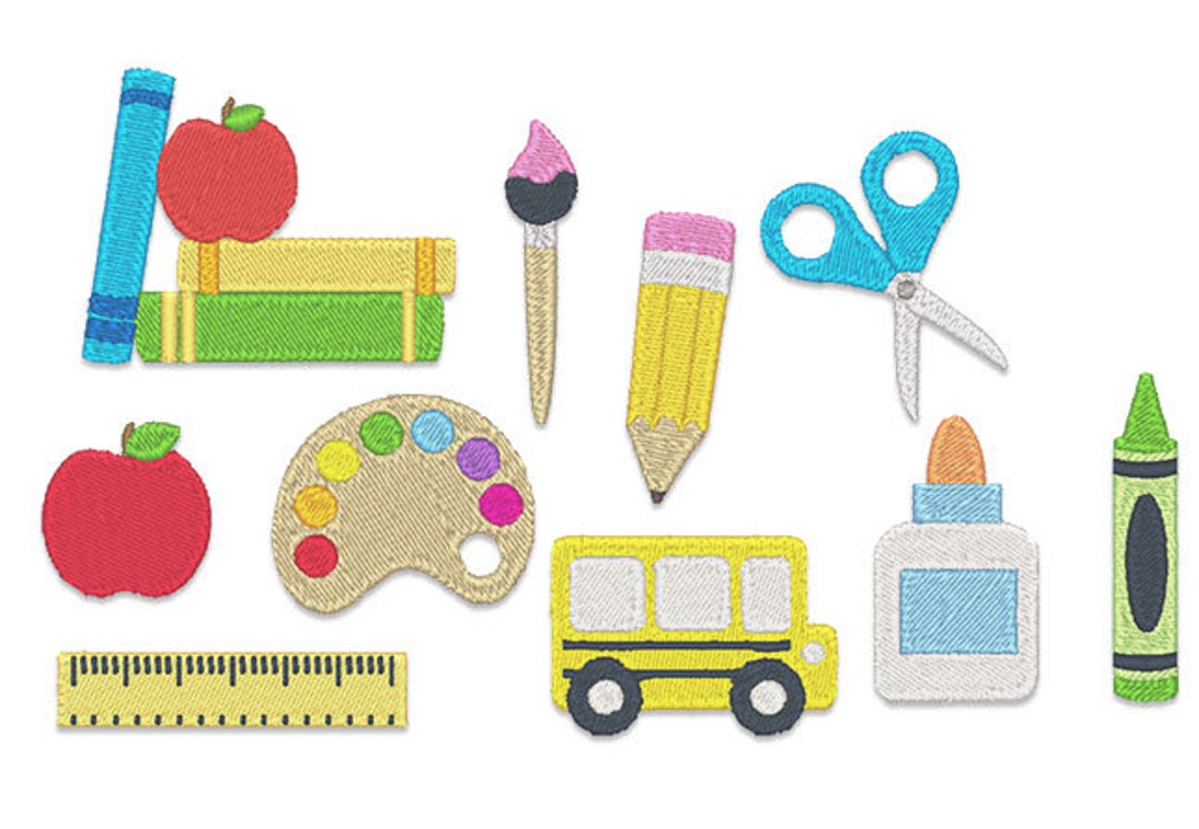 School Minis Machine Embroidery Design Set- Instant Download - Etsy