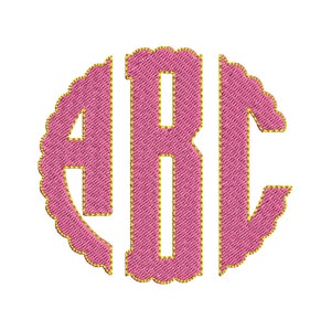 Sketch Fill Scallop Circle Monogram Embroidery Font INSTANT - Etsy