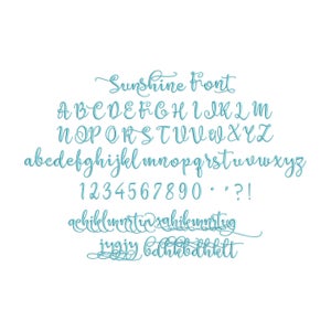 Sunshine Script Machine Embroidery Font Set - Instant Download - Etsy