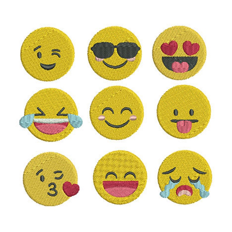 Mini Emoji Embroidery Design Set Instant Download | Etsy