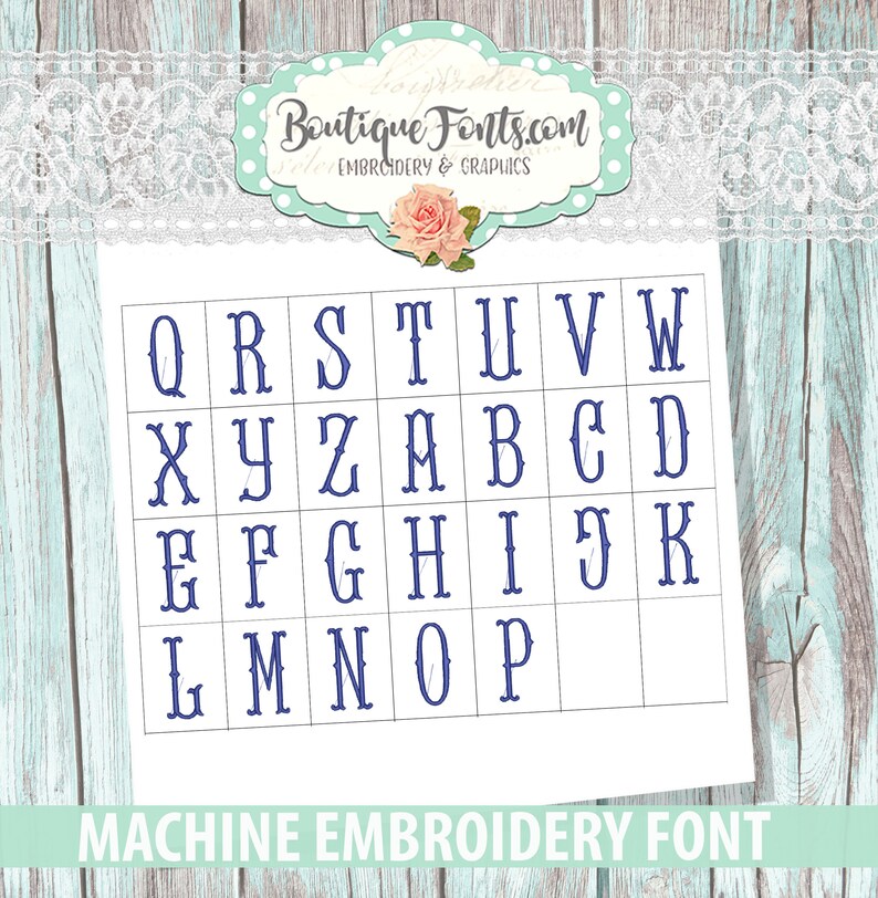 Fishtail Monogram Embroidery Font Set Instant Download - Etsy
