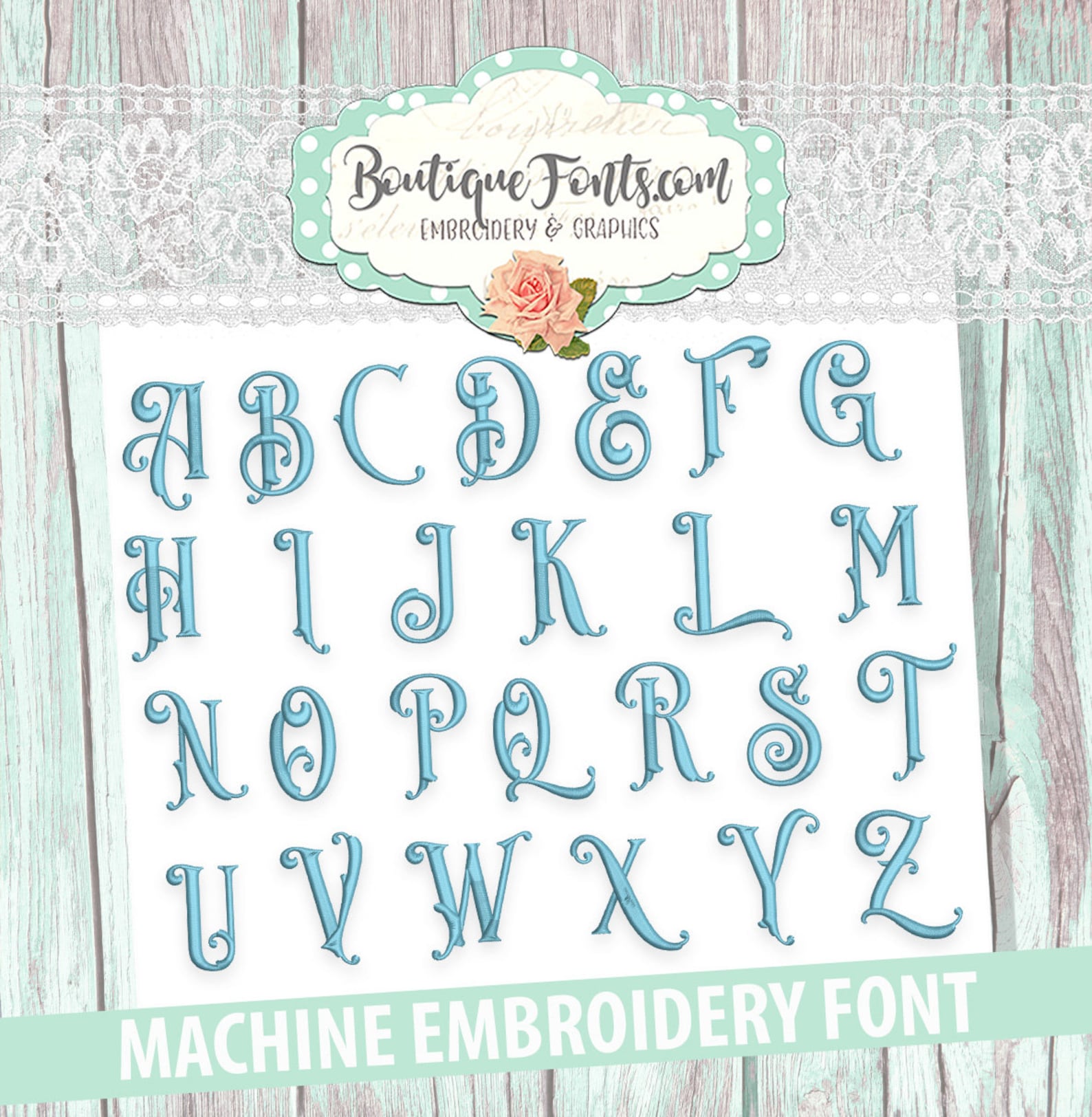 Elegant Vintage Script Monogram Embroidery Font Set - Instant Download ...