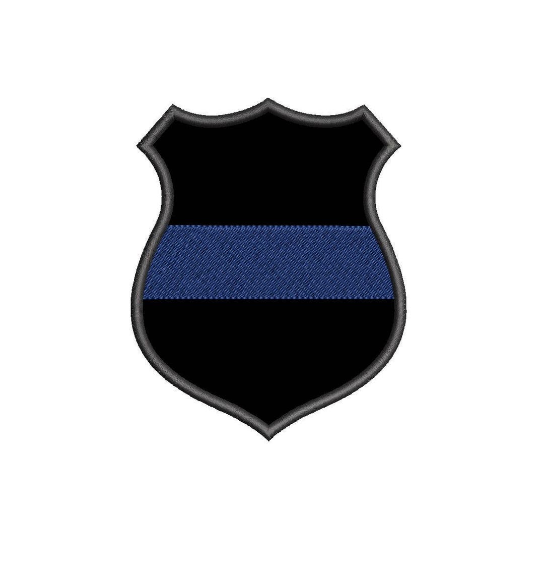 Blue Line Badge Applique Embroidery Design - Instant Download - Etsy