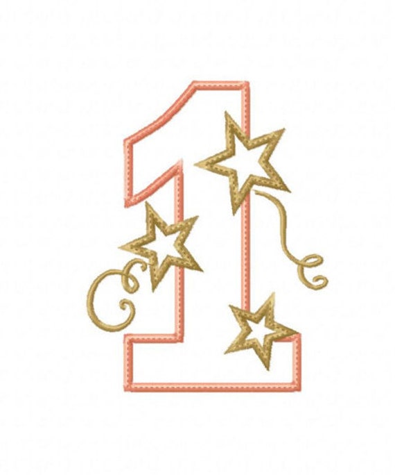 One Stars Applique Embroidery Design Instant Download | Etsy