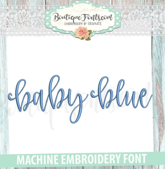 Baby Blue Script Font Machine Embroidery Font Set Instant - Etsy