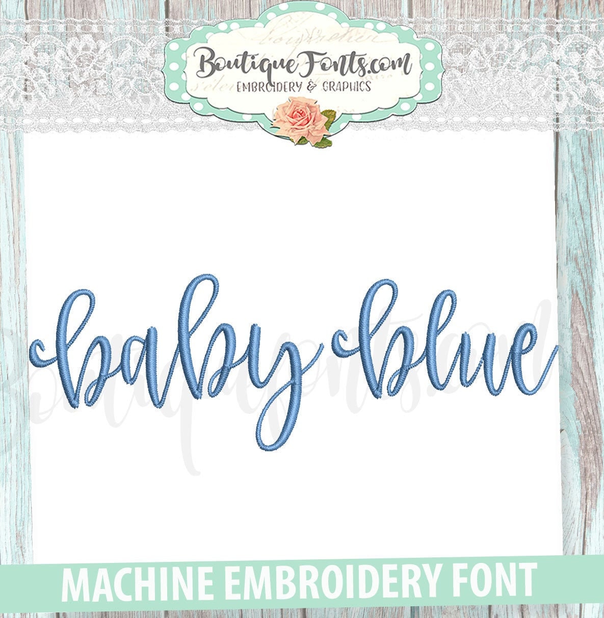 Baby Blue Script Font Machine Embroidery Font Set Instant | Etsy