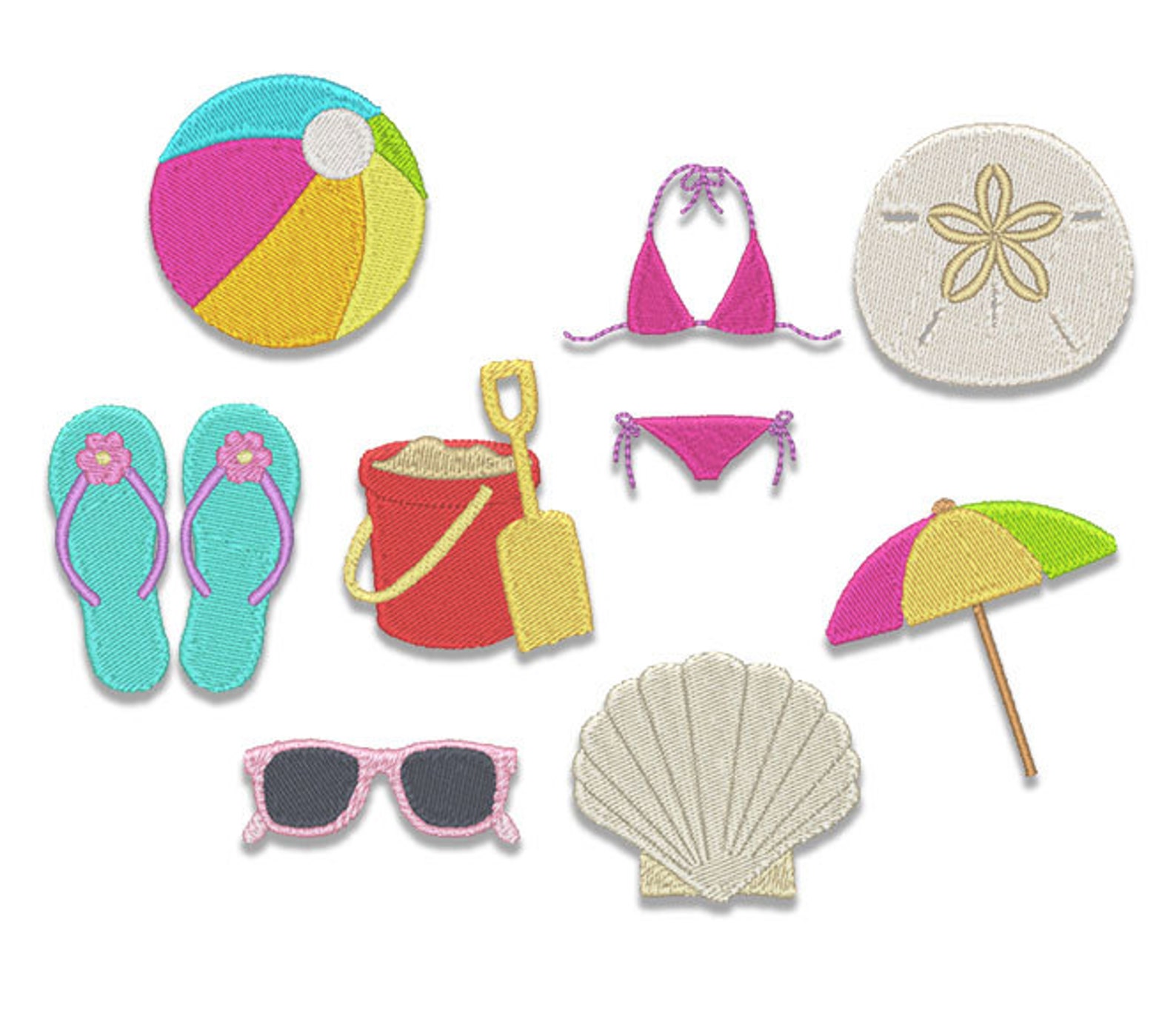 Beach Minis Embroidery Design Set Instant Download - Etsy