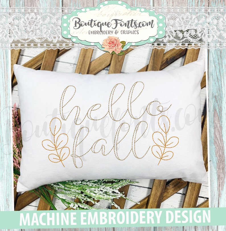 Hello Fall Outline Embroidery Design Instant Download - Etsy