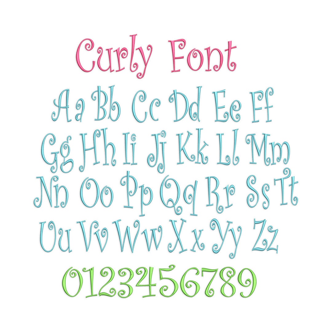 Curly Machine Embroidery Font - Instant Download - Etsy