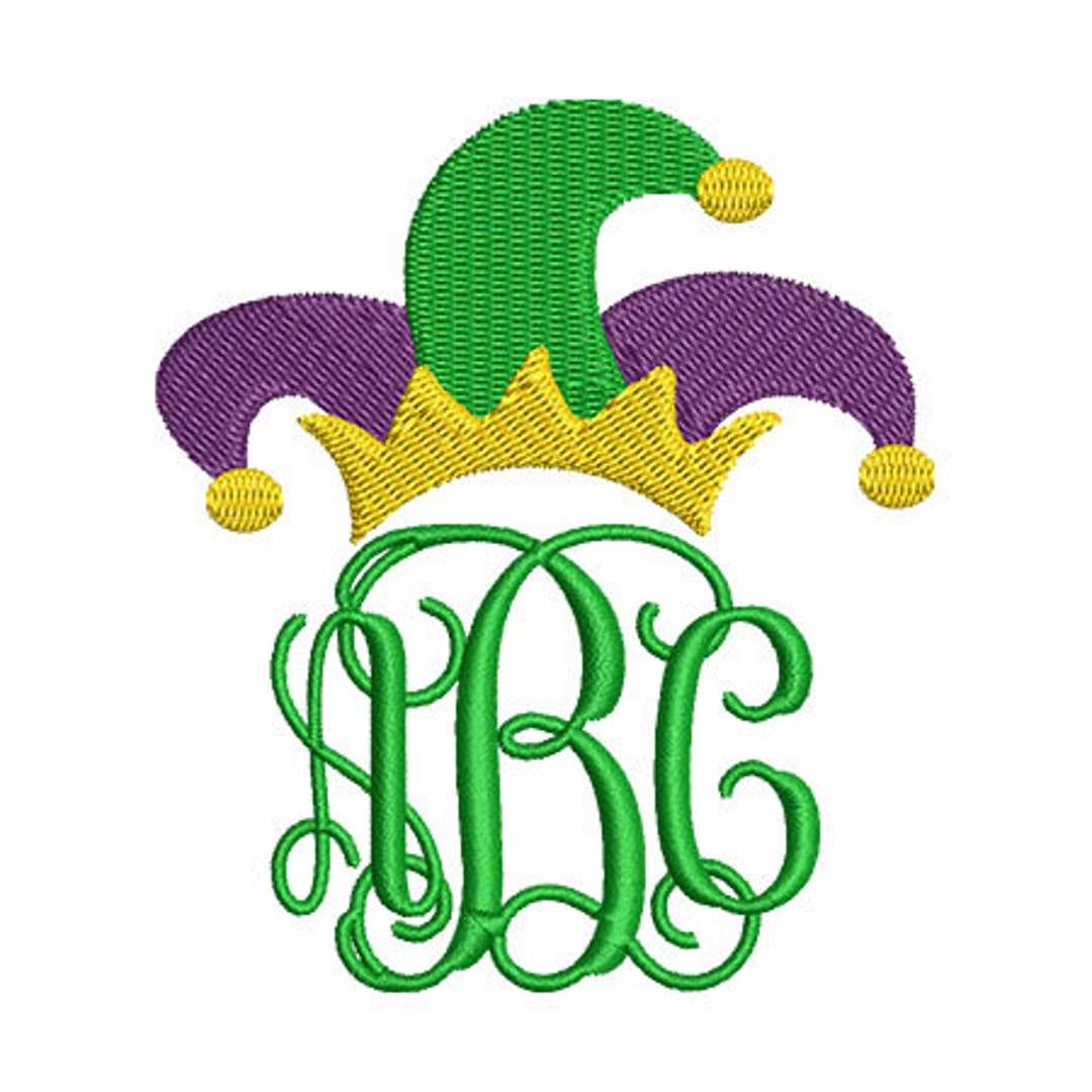 Jester Hat Monogram Topper Embroidery Design - Instant Download - Etsy