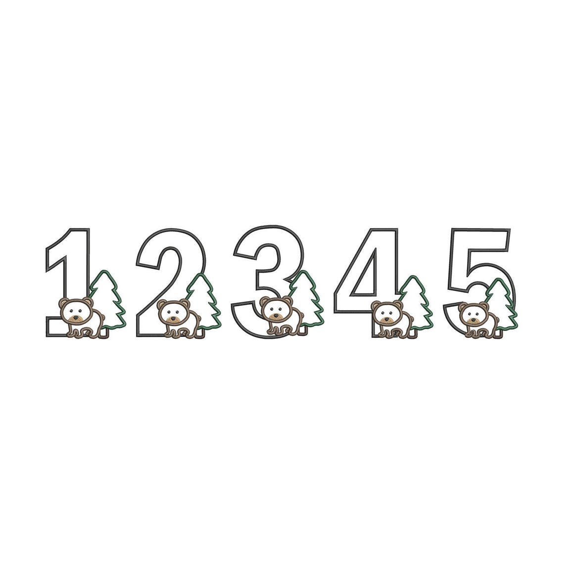 Forest Numbers Applique Embroidery Font Instant Download | Etsy