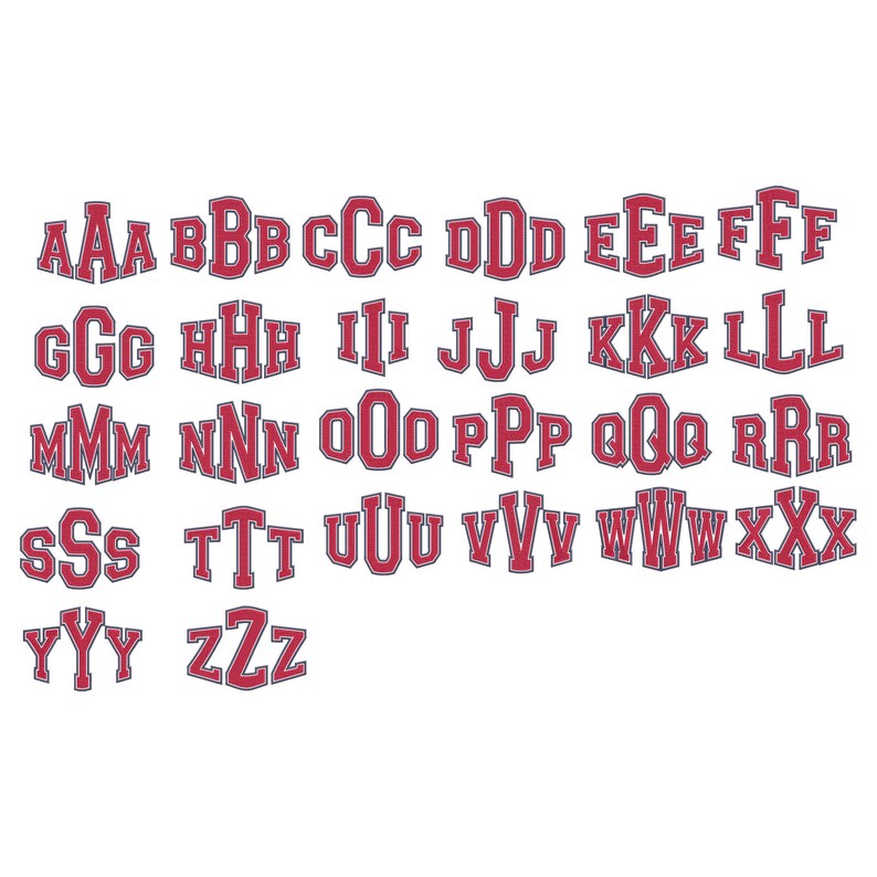 College Monogram Embroidery Font Instant Download - Etsy
