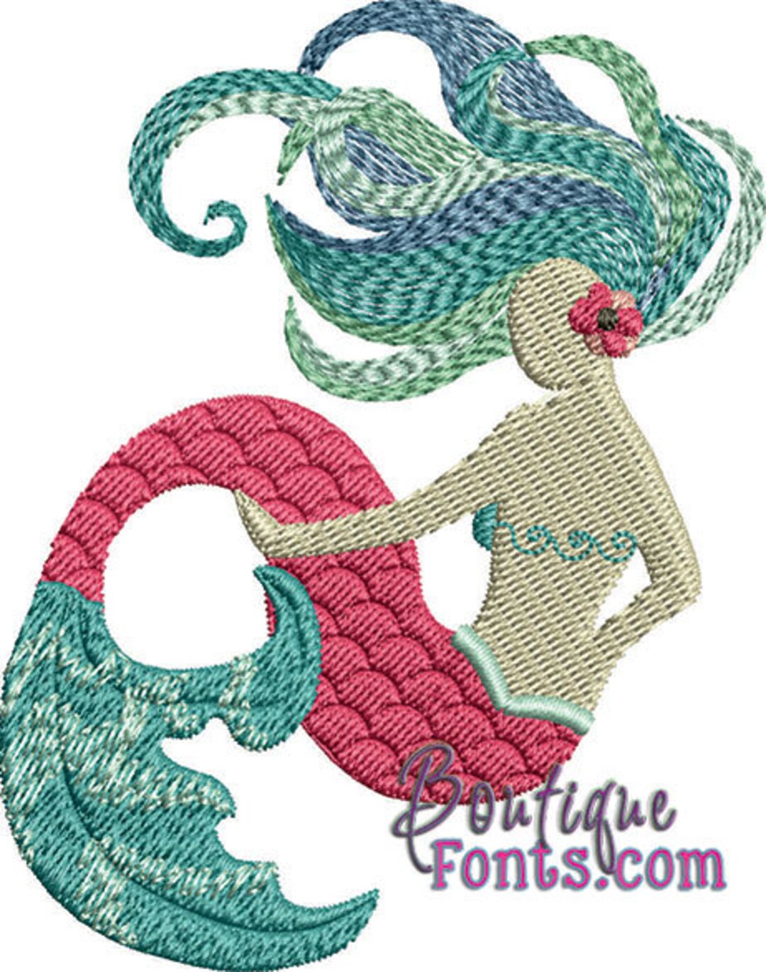 Filled Mermaid Embroidery Design - Instant Download - Etsy