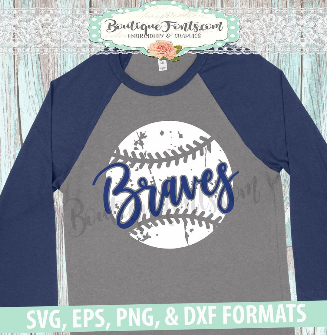 Distressed Braves Baseball SVG Grunge SVG and DXF Cut Files - Instant ...