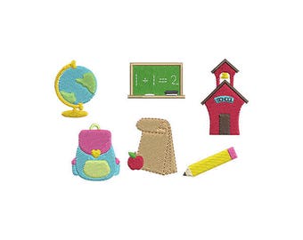 School Minis Machine Embroidery Design Set Instant Download | Etsy