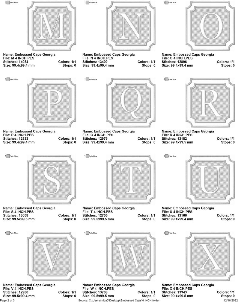 Embossed Embroidery Monogram Font Instant Download - Etsy