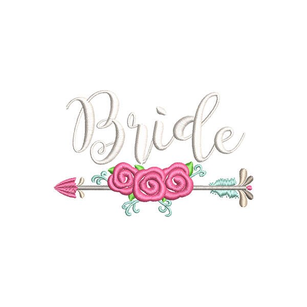 Floral Arrow Bride Wedding Embroidery Design - Instant Download - Etsy