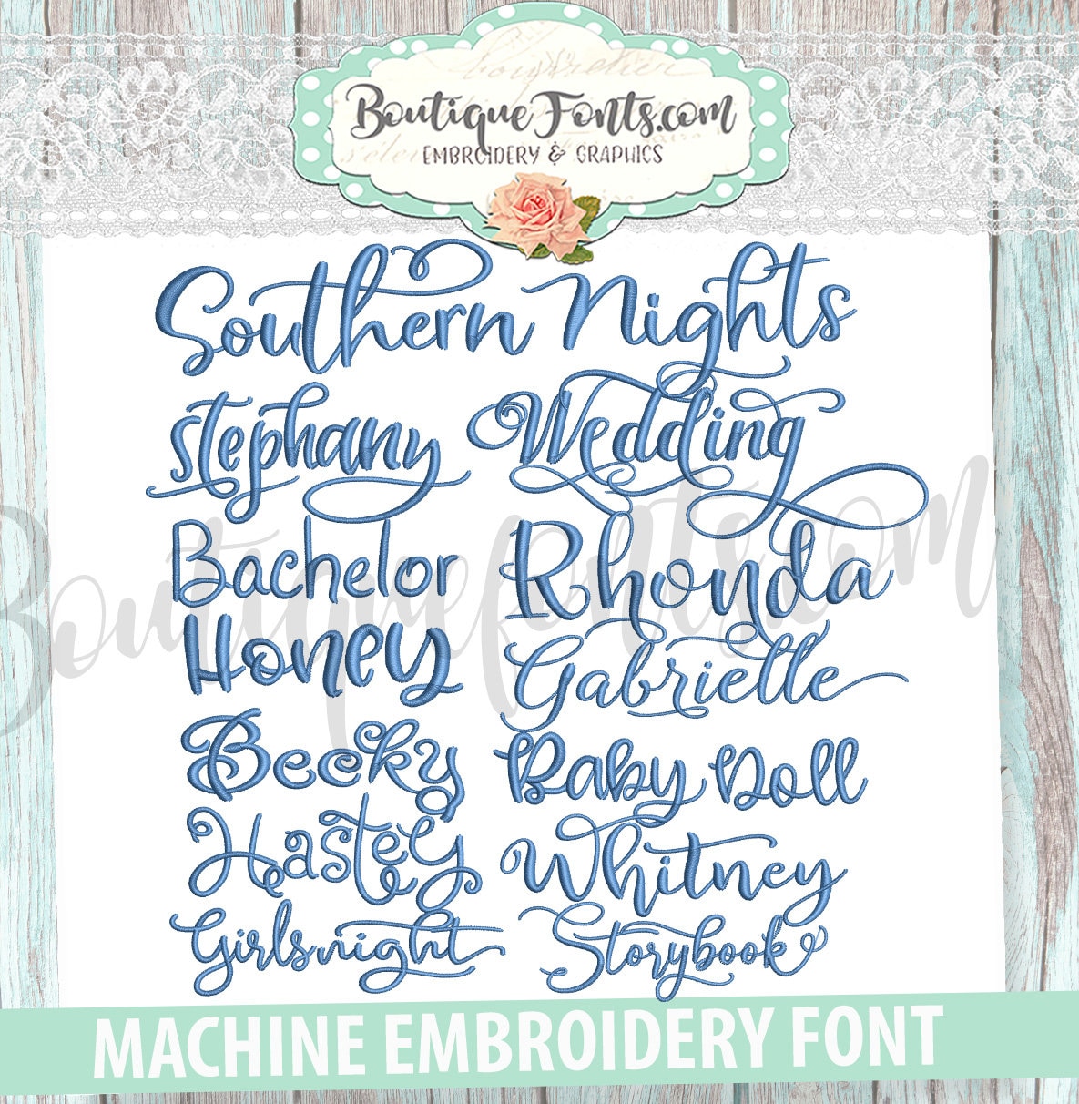 50 Embroidery Font Set Instant Download - Etsy