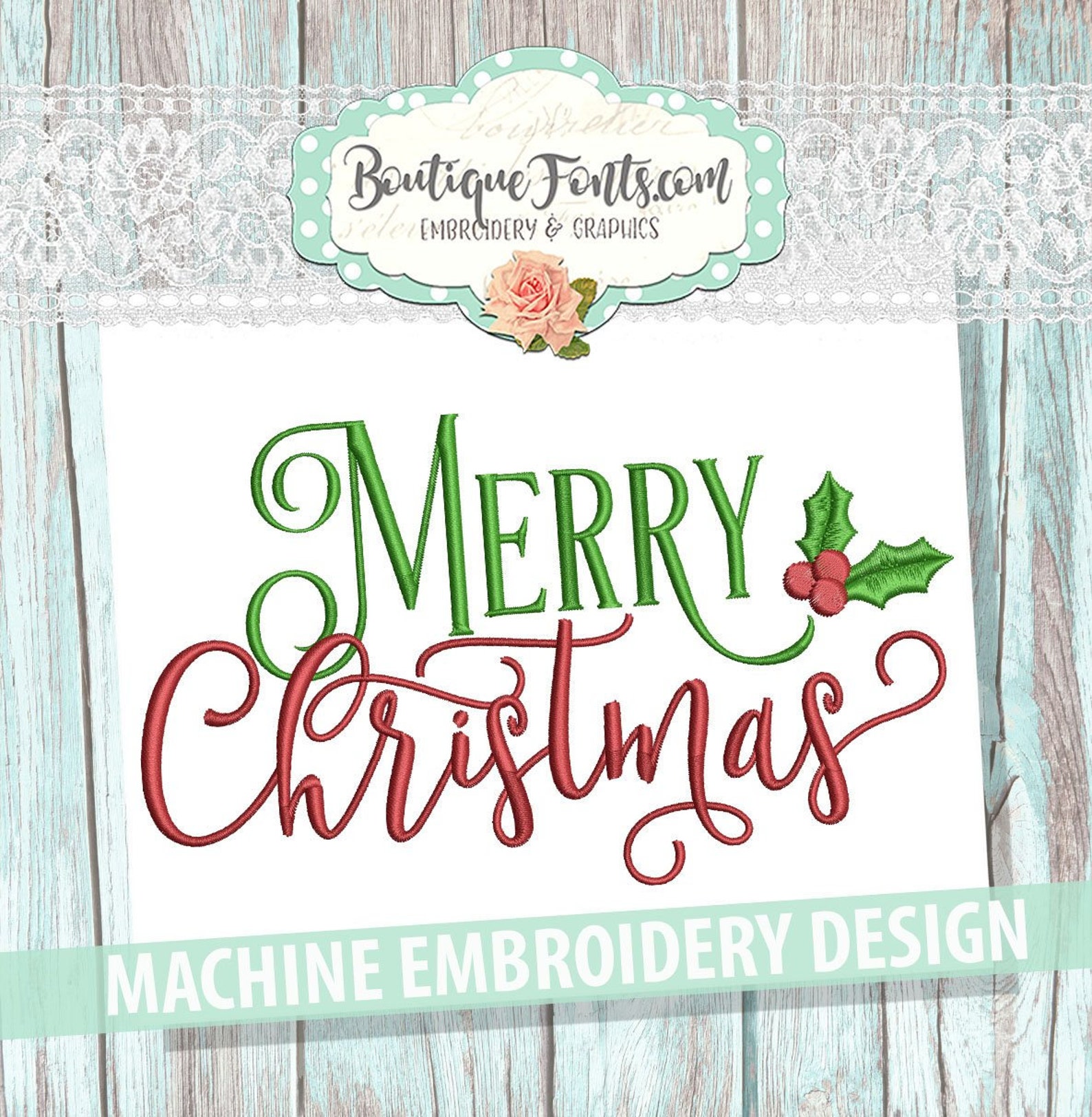 Merry Christmas Script Embroidery Design Instant Download - Etsy