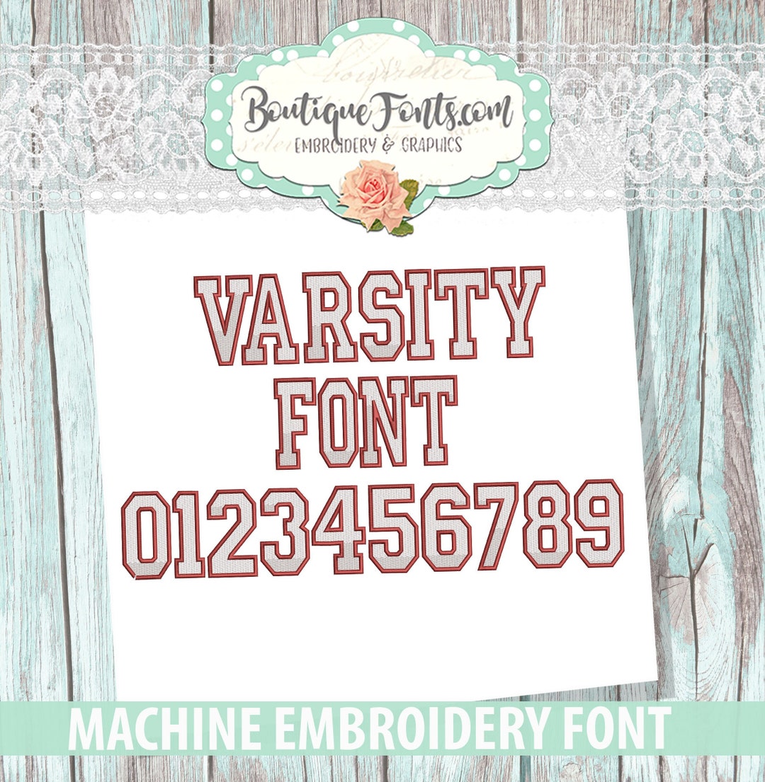 2 Color Varsity Fill Stitch Embroidery Font - Instant Download - Etsy