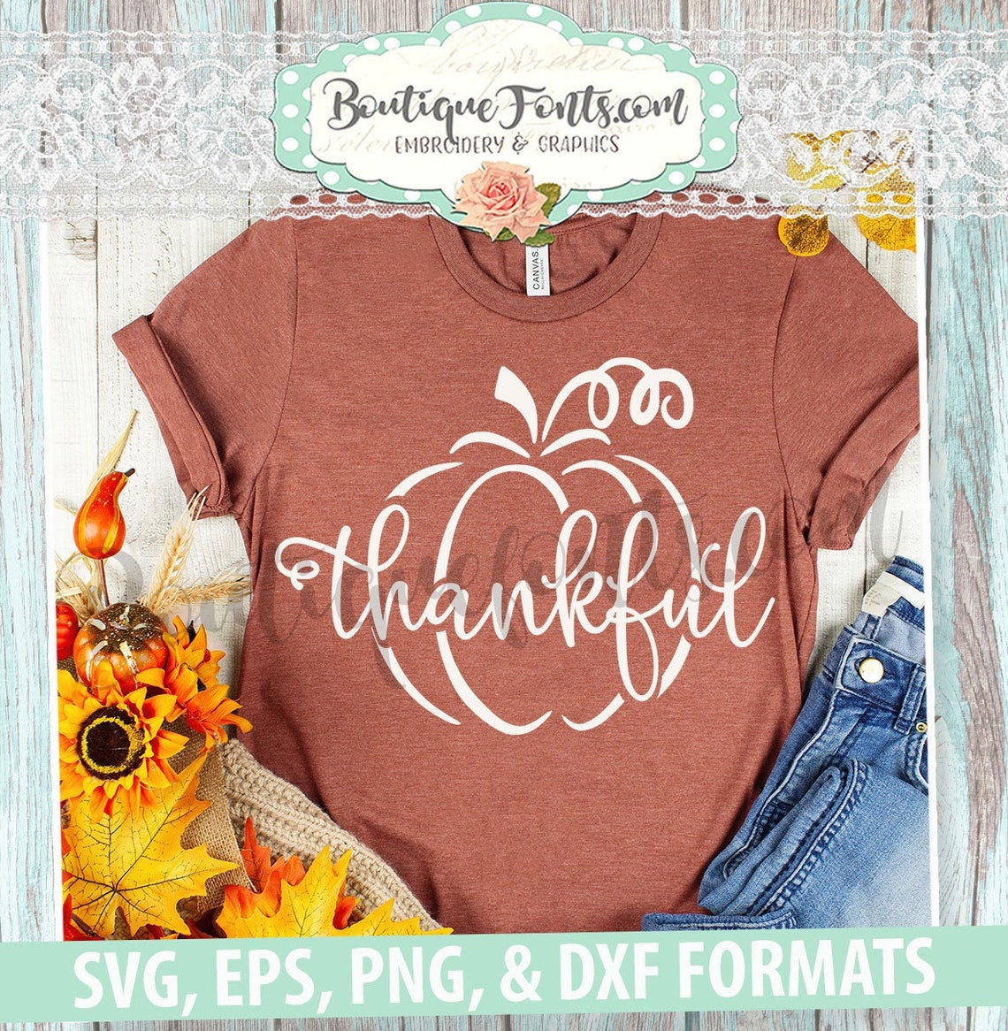 Thankful Pumpkin Fall SVG Cut File - Instant Download - Etsy
