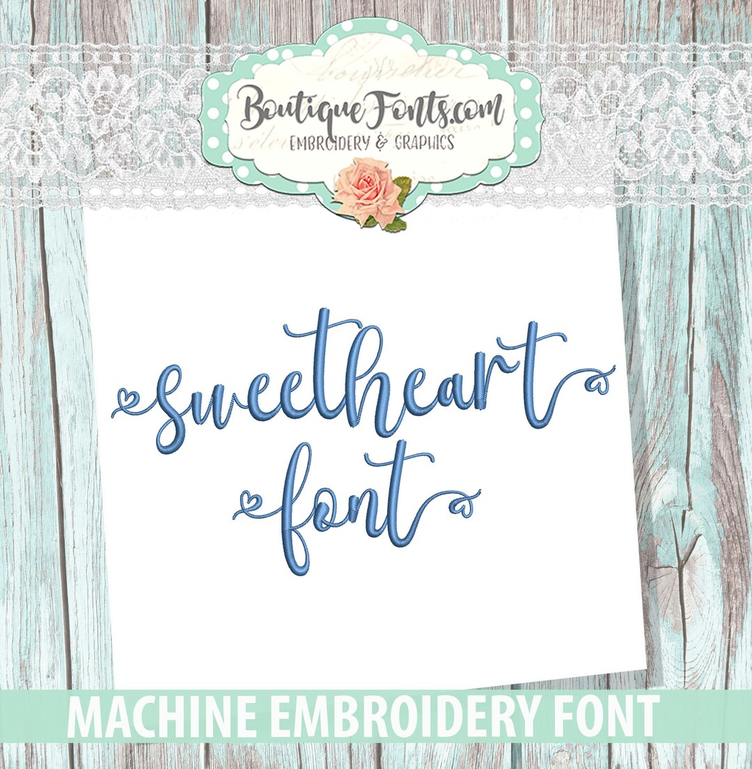 Sweetheart Script Font Machine Embroidery Font Set - Instant Download ...