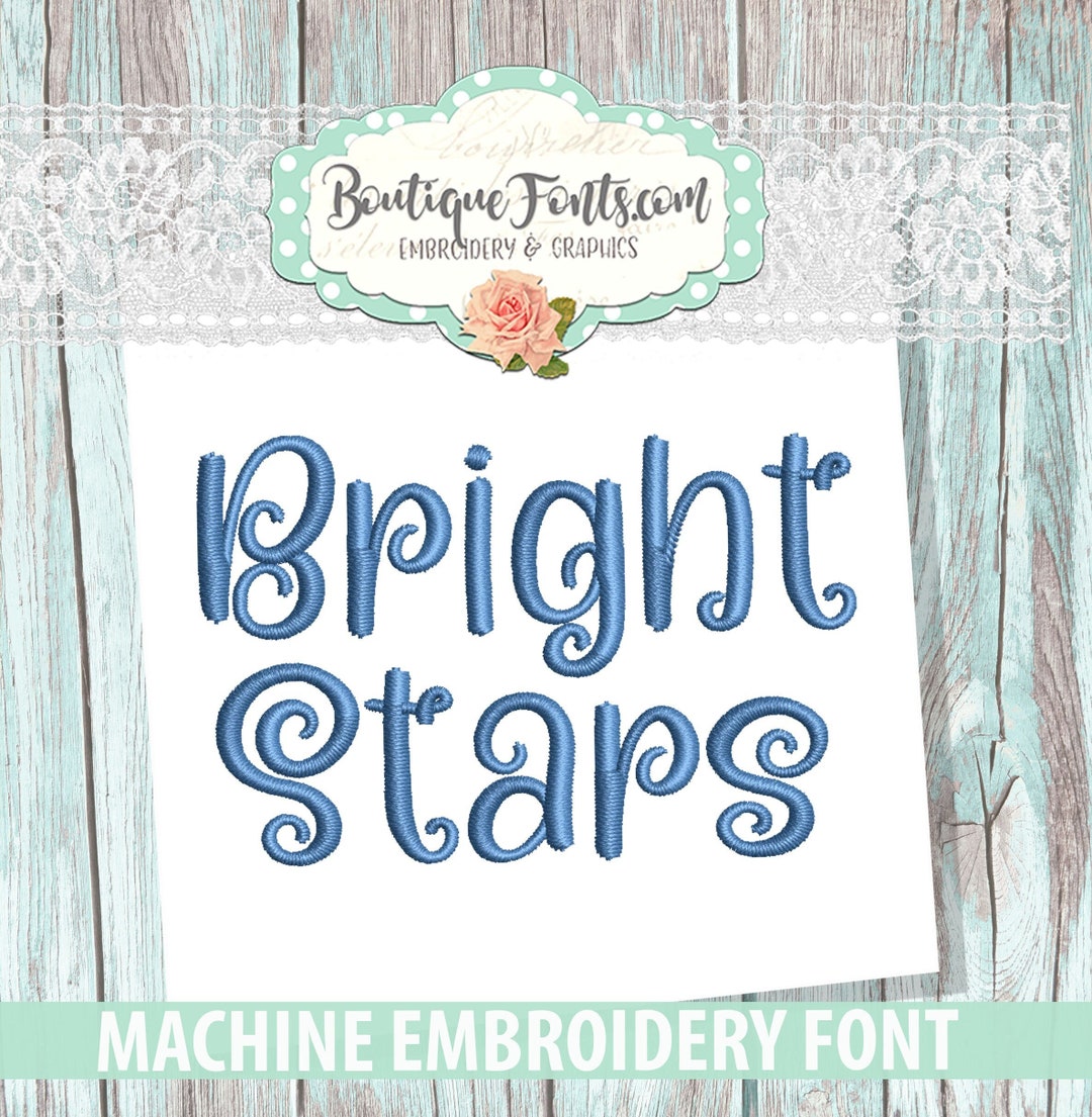 Bright Stars Embroidery Font Machine Embroidery Font Set - Instant ...