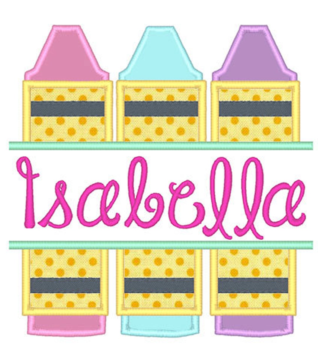 Split Crayons Applique Embroidery Design - Instant Download - Etsy