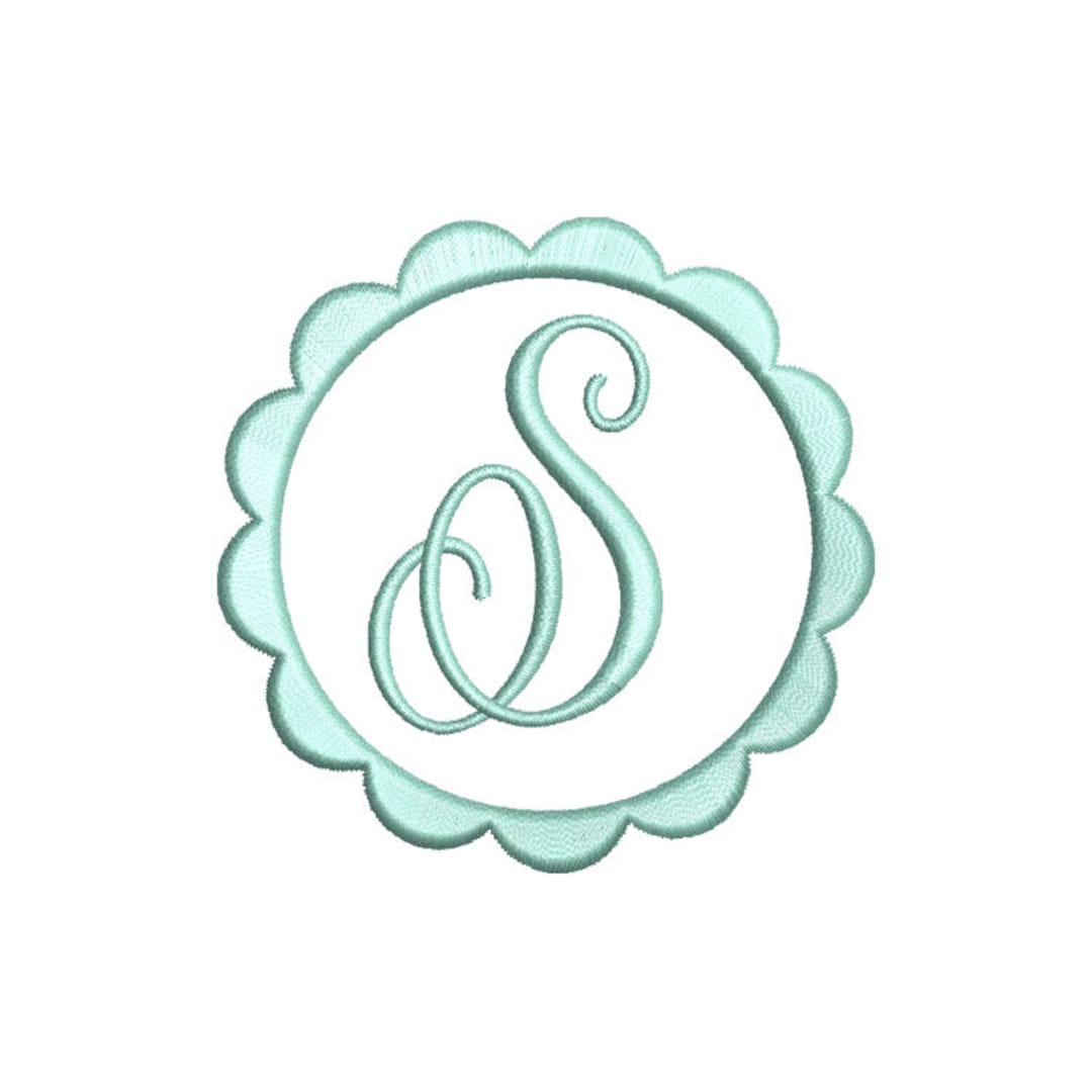Scallop Circle Monogram Frame Embroidery Design - Instant Download - Etsy