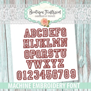2 Color Varsity Fill Stitch Embroidery Font - Instant Download - Etsy