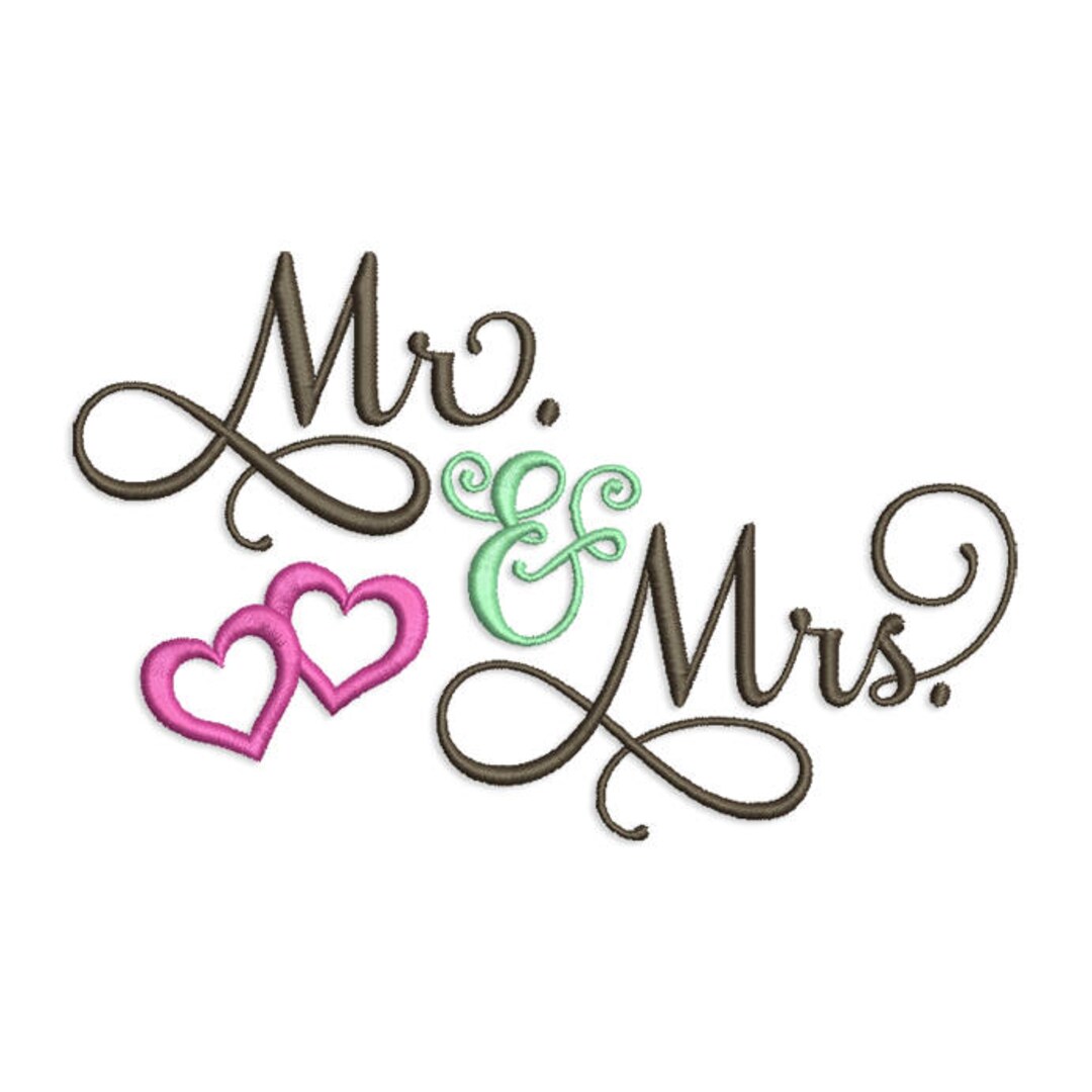 MR & MRS Wedding Embroidery Design - Instant Download - Etsy