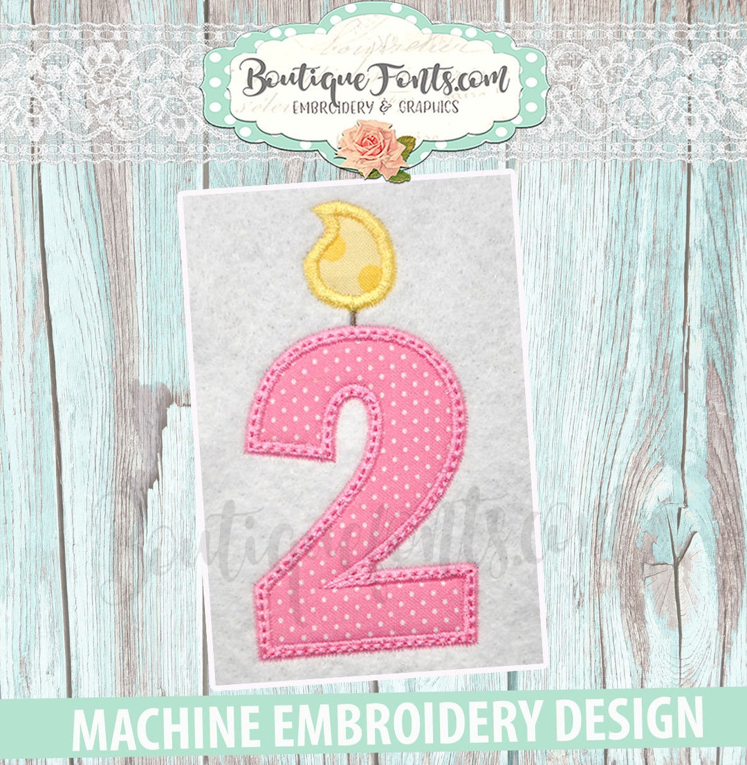 Candle Birthday Numbers Embroidery Set - Instant Download - Etsy