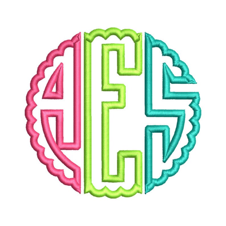 Scallop Circle Monogram Applique Embroidery Font - INSTANT DOWNLOAD - Etsy