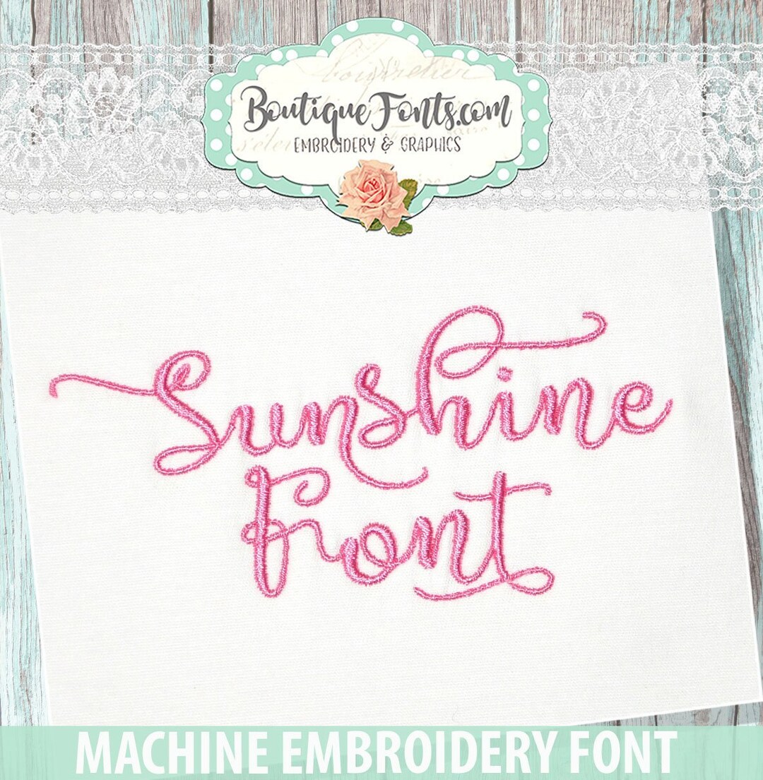 Sunshine Script Machine Embroidery Font Set - Instant Download - Etsy