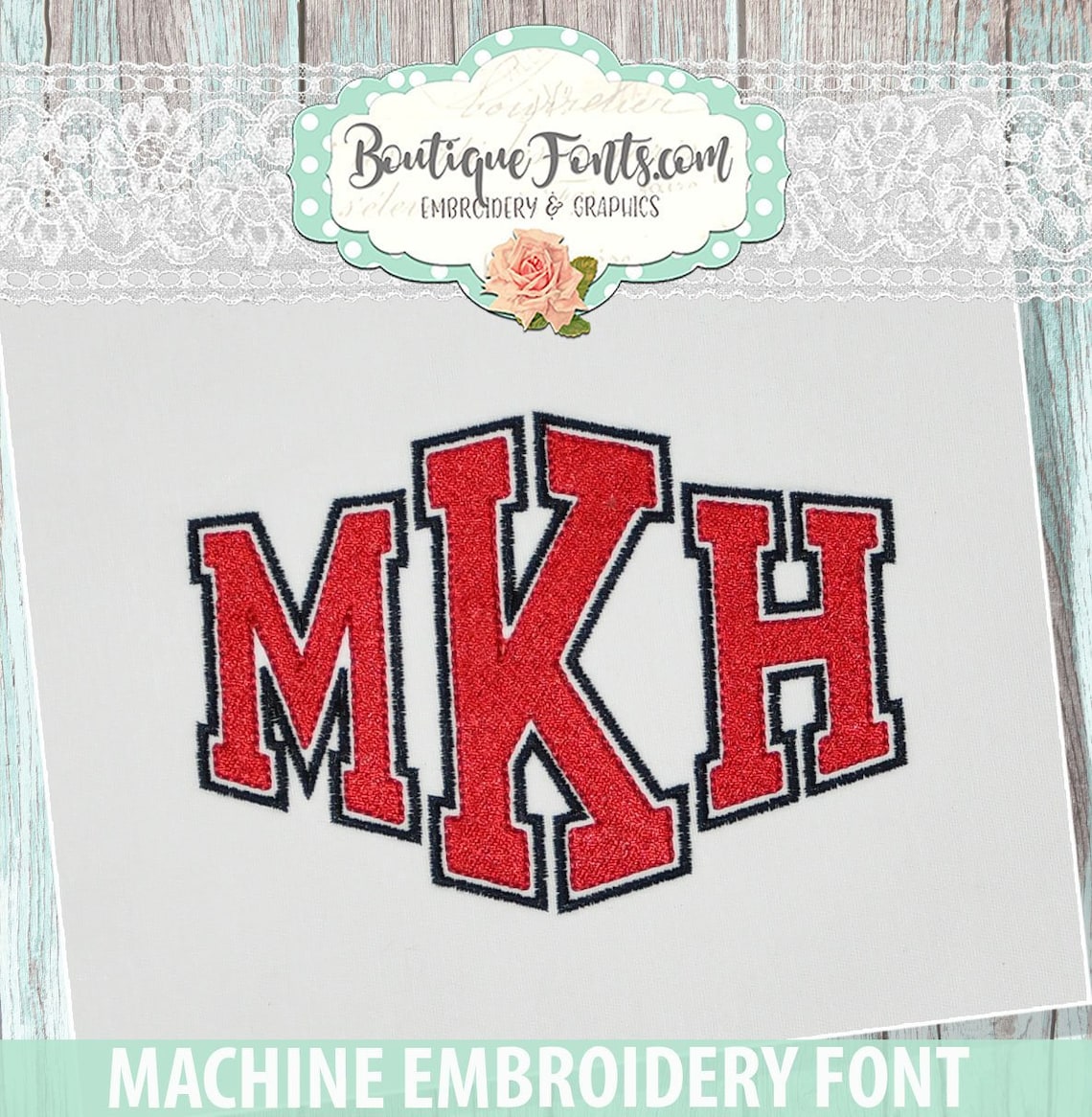 College Monogram Embroidery Font Instant Download - Etsy