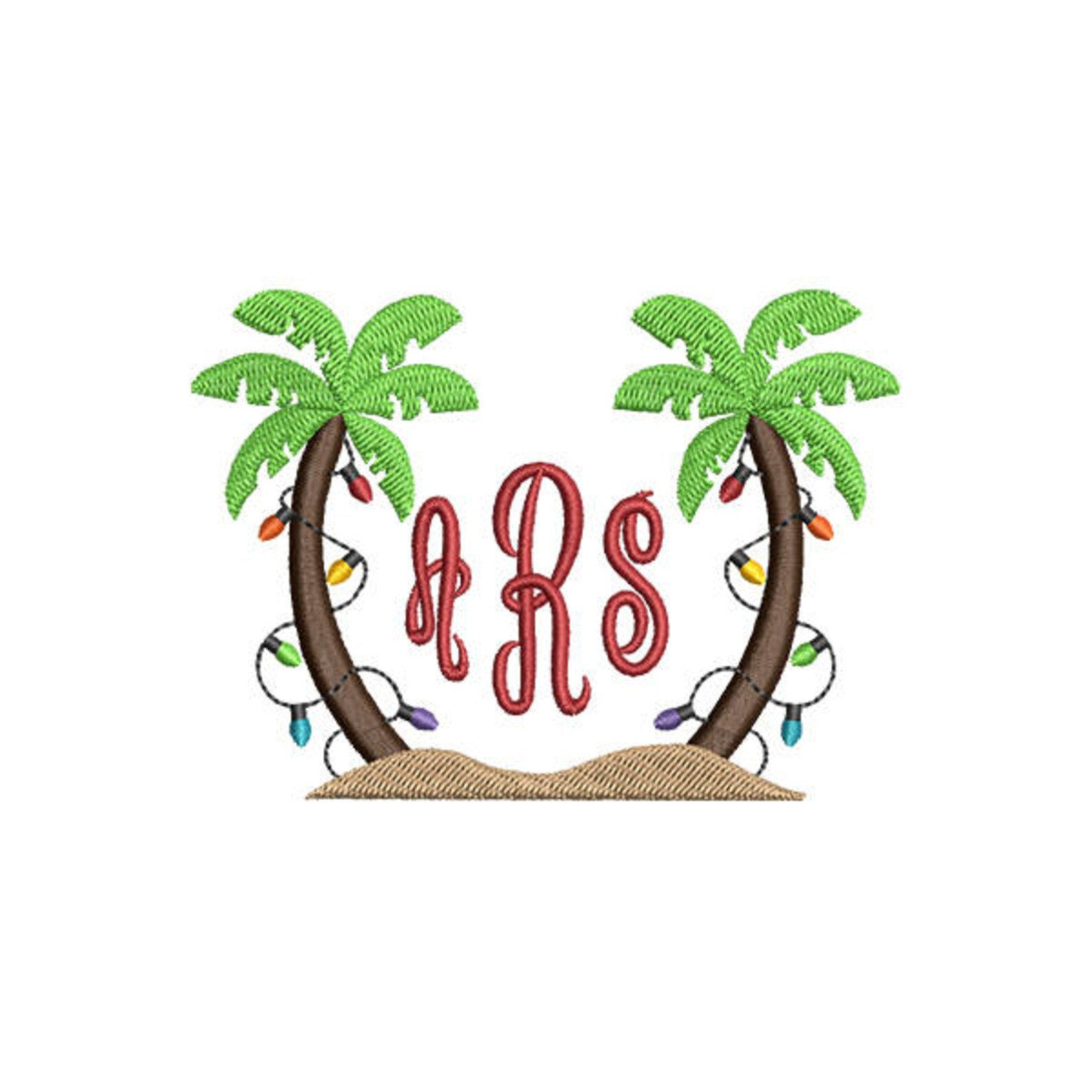 Christmas Palm Tree Monogram Frame Machine Embroidery Design - Etsy