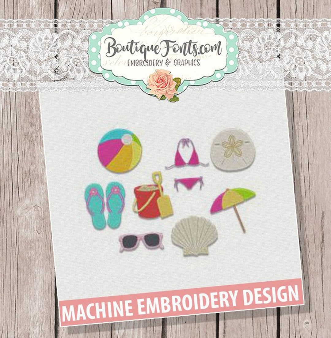 Beach Minis Embroidery Design Set - Instant Download - Etsy