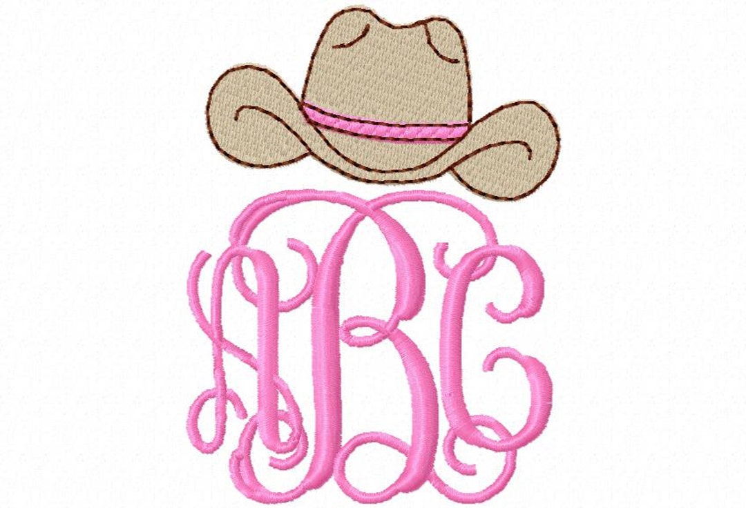 Cowboy Hat Monogram Topper Embroidery Design- Instant Download - Etsy