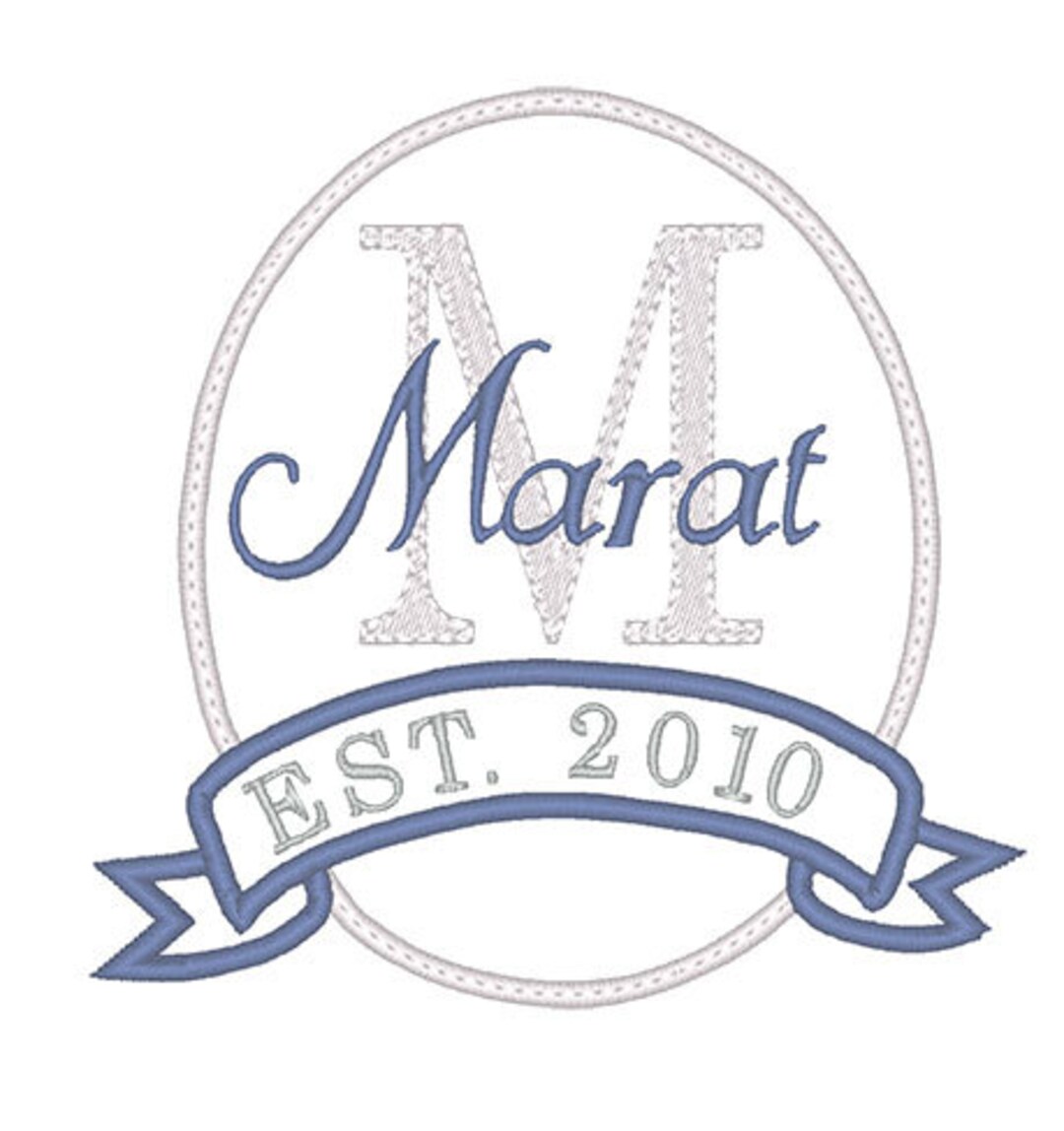 Oval Banner Monogram Frame Applique Embroidery Design- Instant Download ...