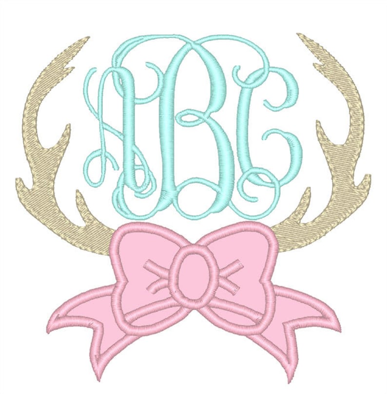 Antler Bow Monogram Frame Embroidery Design Instant Download | Etsy