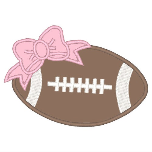 Digital Machine Embroidery Design Football With Bow Applique - Etsy